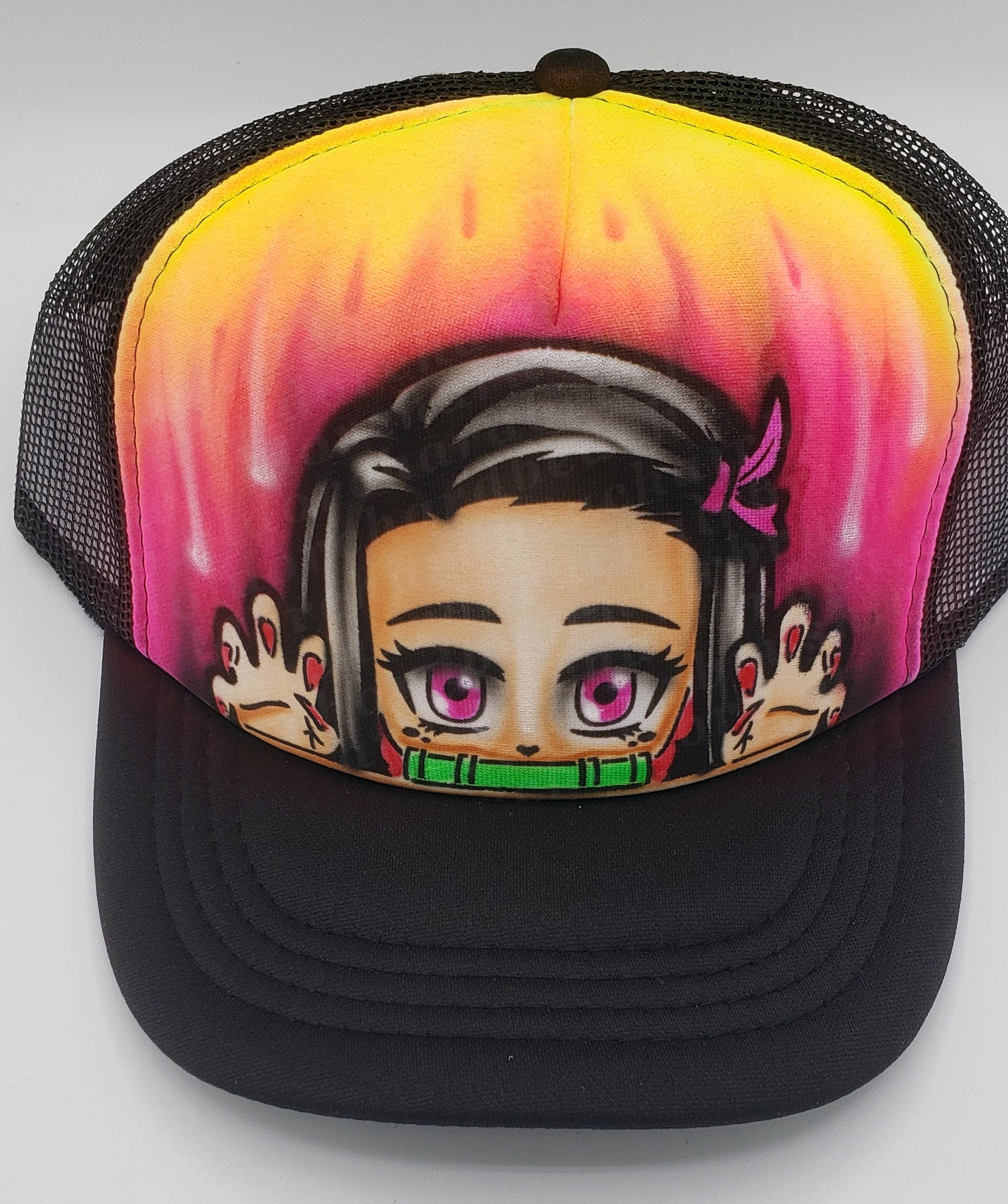 Airbrush Demon Slayer Nezuko Fan Art Hat | Old Orchard Beach Airbrush Inc.